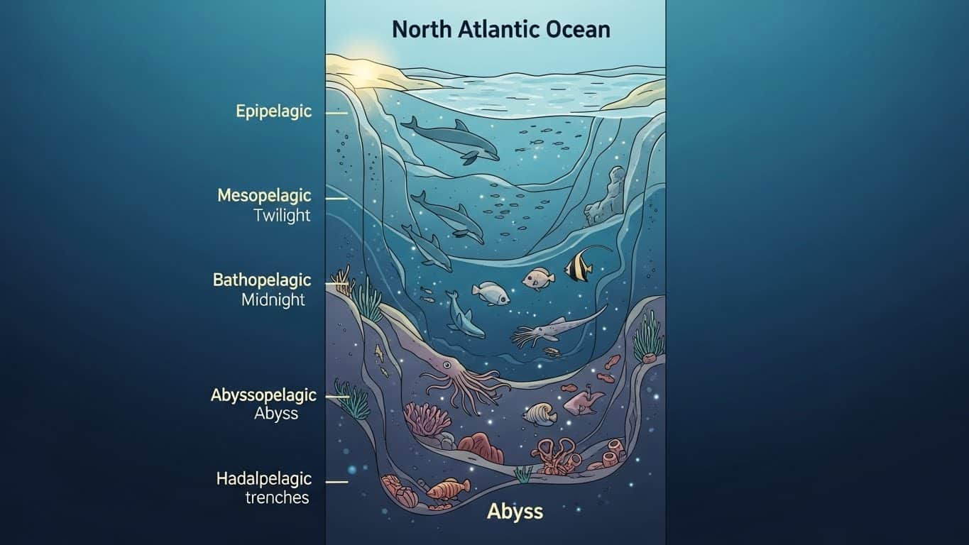 Exploring North Atlantic Ocean Depths: From Sunlight to the Abyss ...