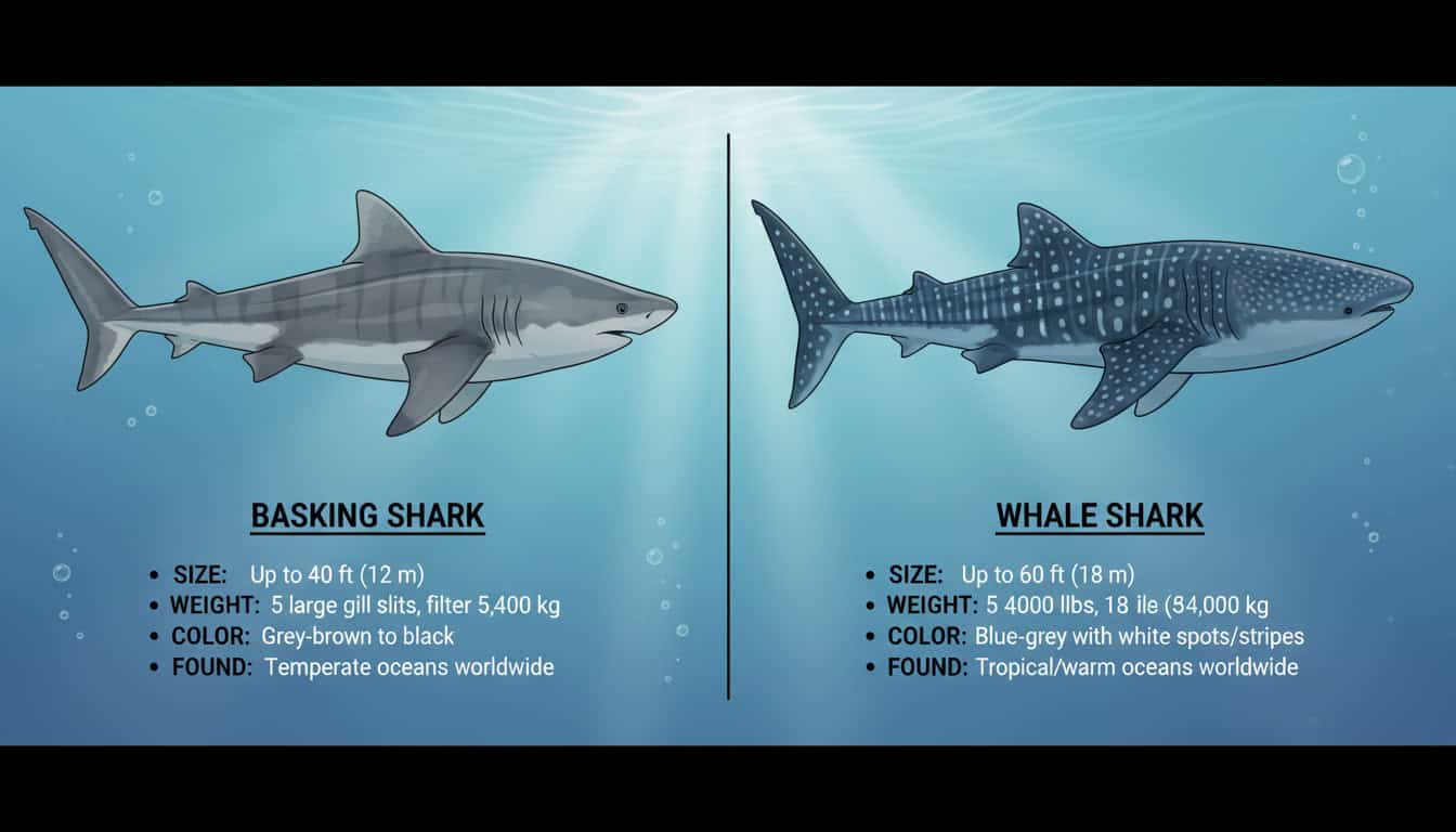 Basking Shark vs Whale Shark comparison 2026 - Ocean creatures